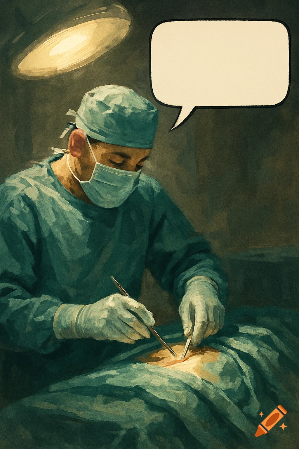 Surgeon performing surgery in an operating room on Craiyon