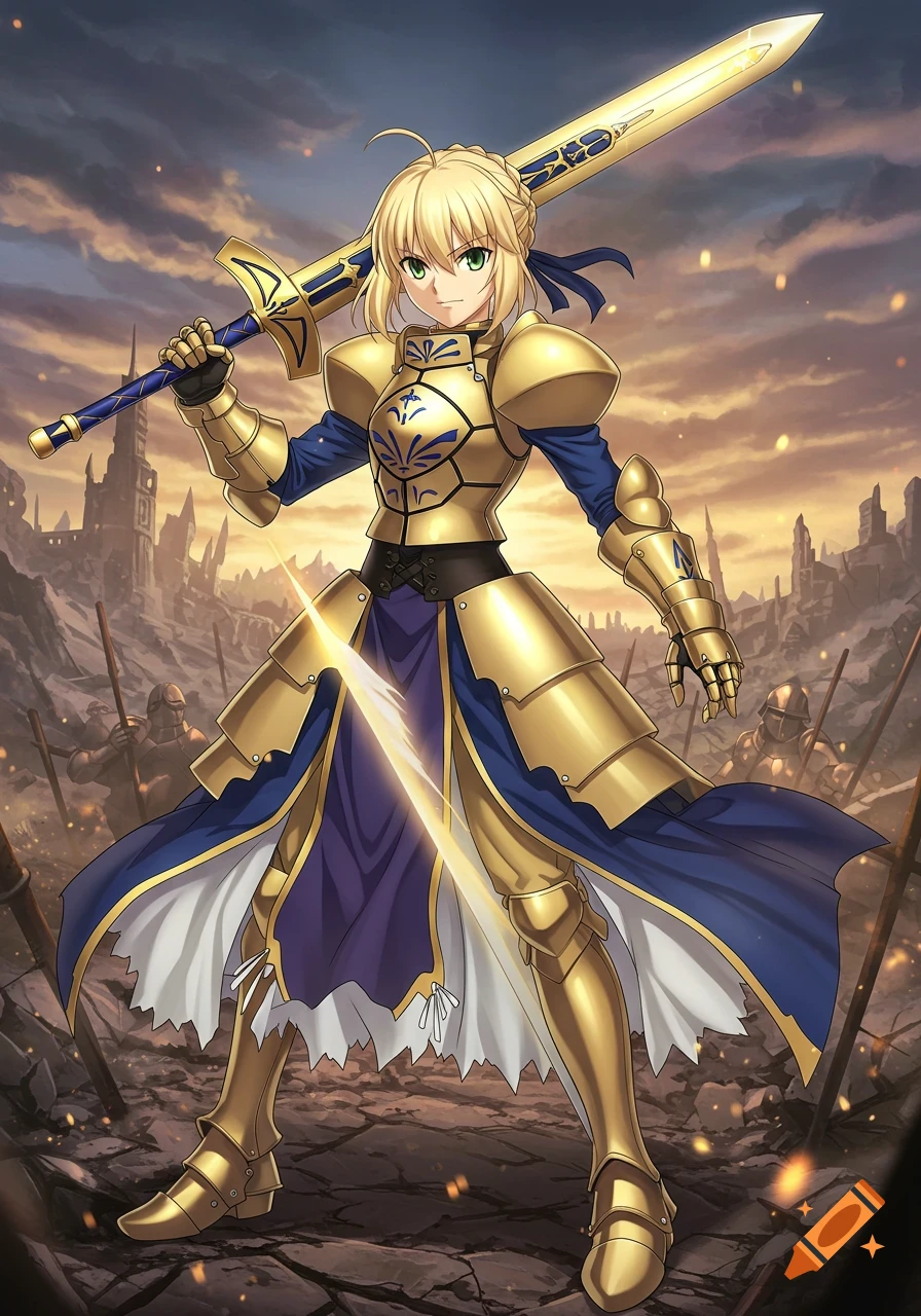 An anime-style female paladin with blond hair and blue eyes, blushing ...