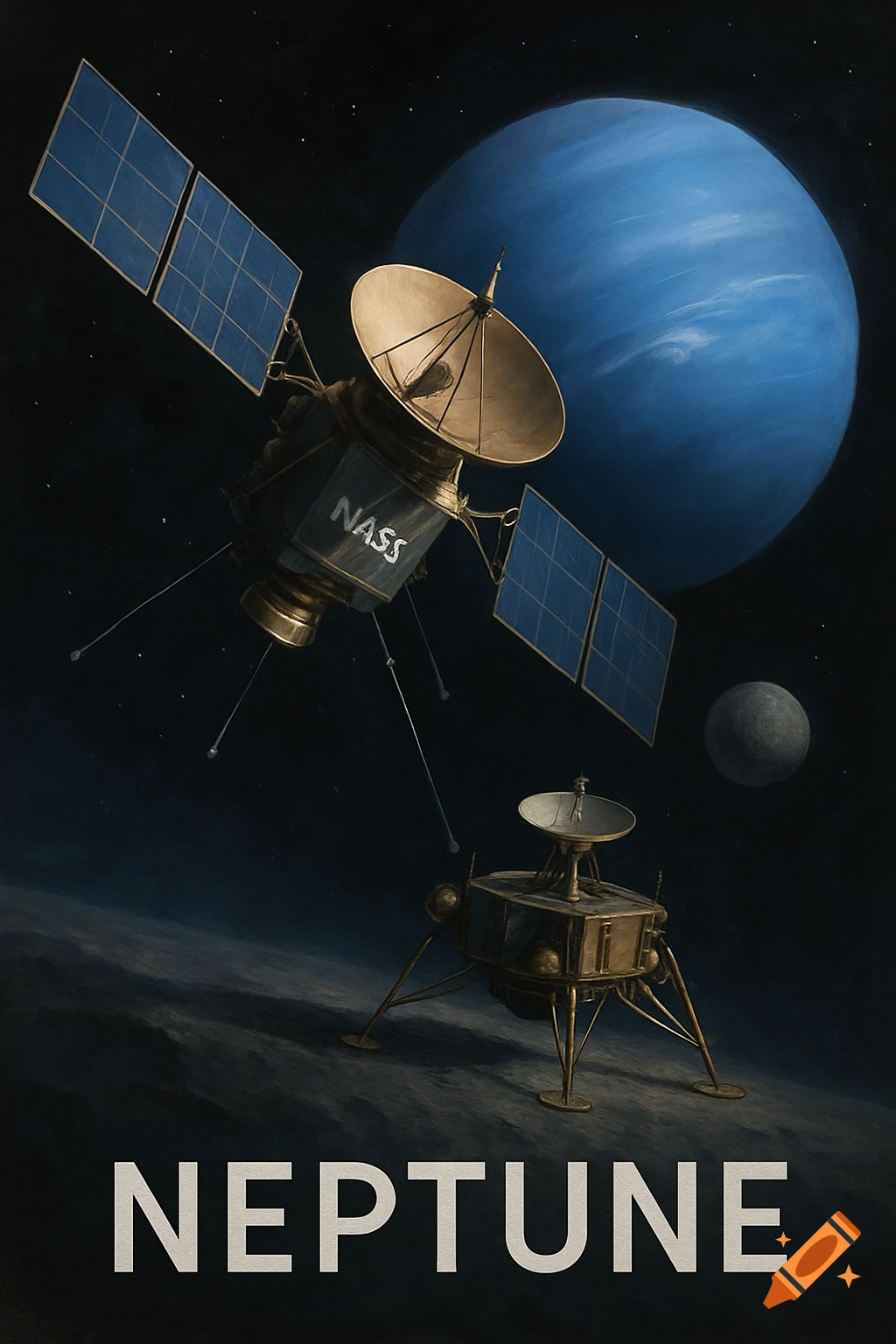 NASA Neptune mission orbiter and lander concept on Craiyon
