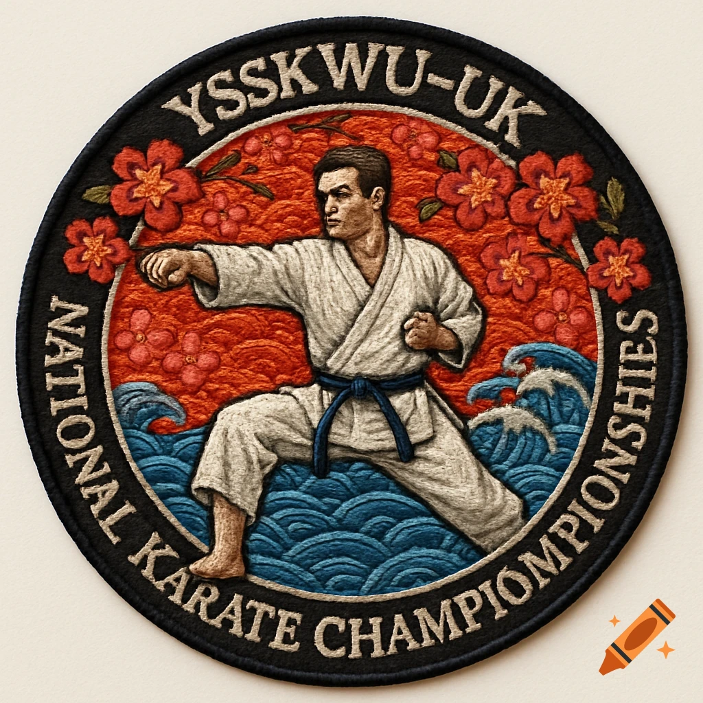 Embroidered patch featuring a roaring lion head and text. on Craiyon