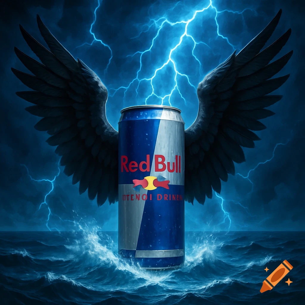 Painting of a pink Red Bull Summer Edition can with white peach flavor ...