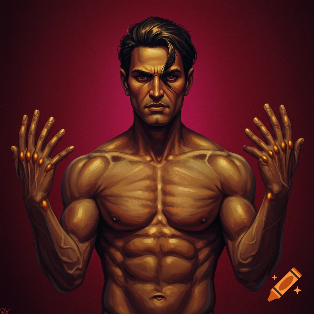 A muscular older man in a white speedo stands against a brick wall in ...