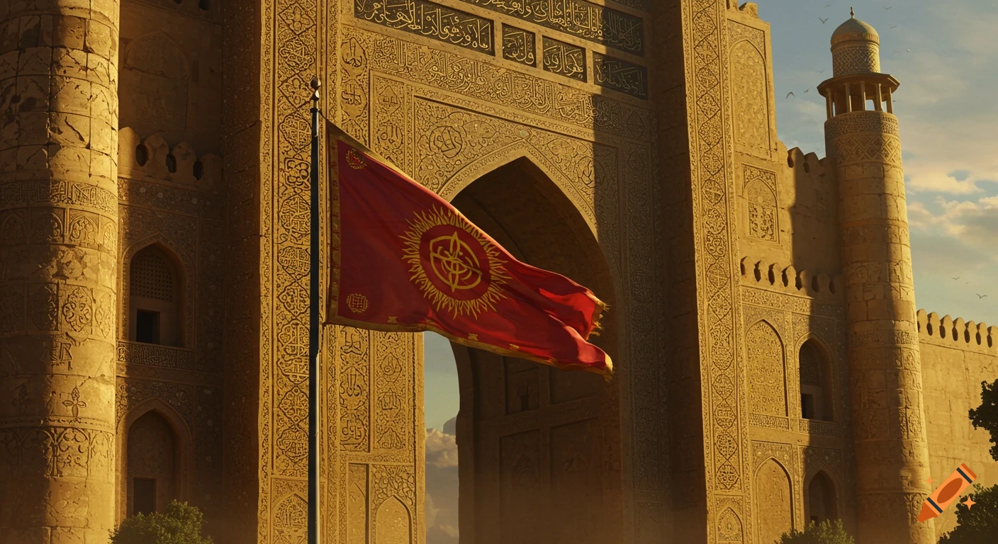 Ghaznavid Empire Gate with Flag on Craiyon