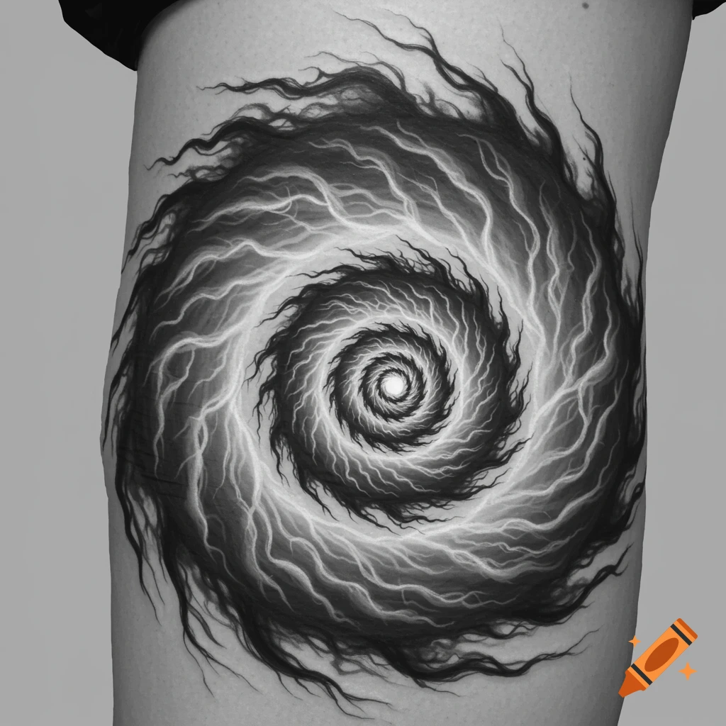 Black and white spiral galaxy tattoo on an elbow on Craiyon