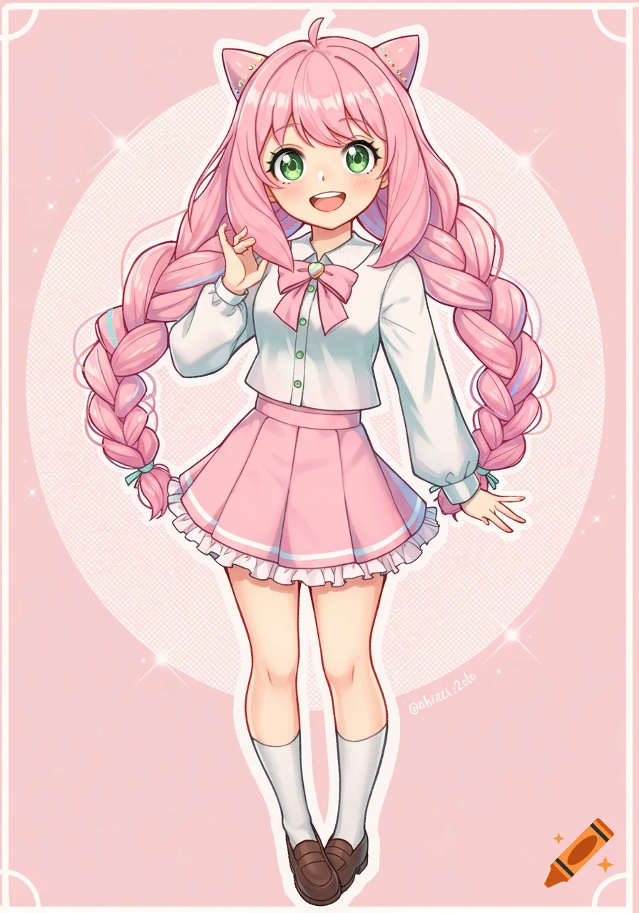 Cute Anime Girl Pink