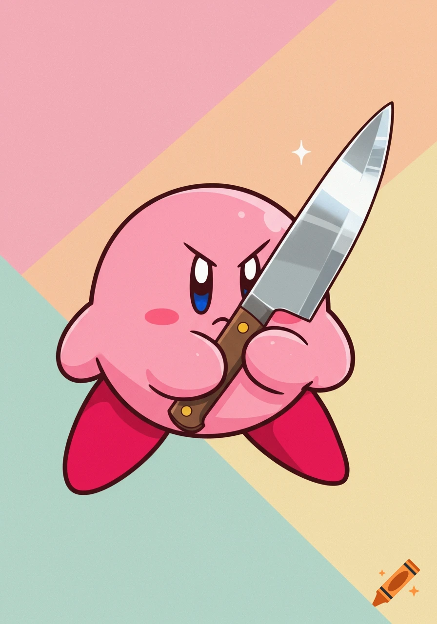 Kirby Holding A Knife On Craiyon