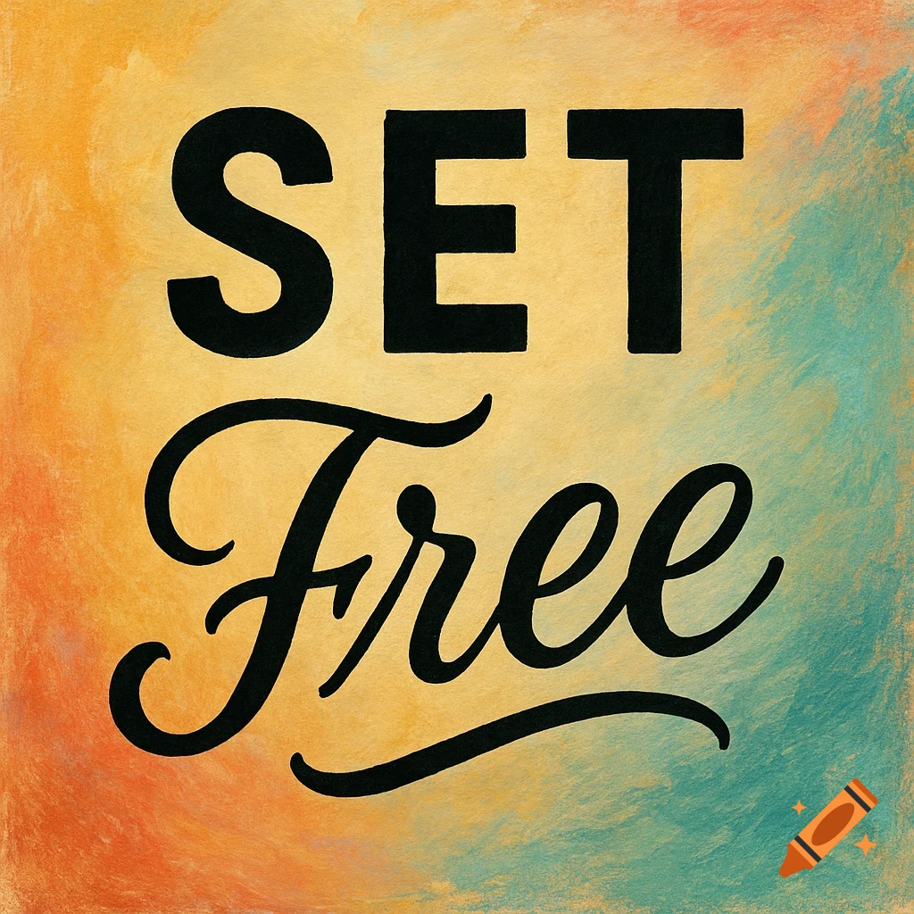Textured background featuring the words 'SET Free' in black typography ...
