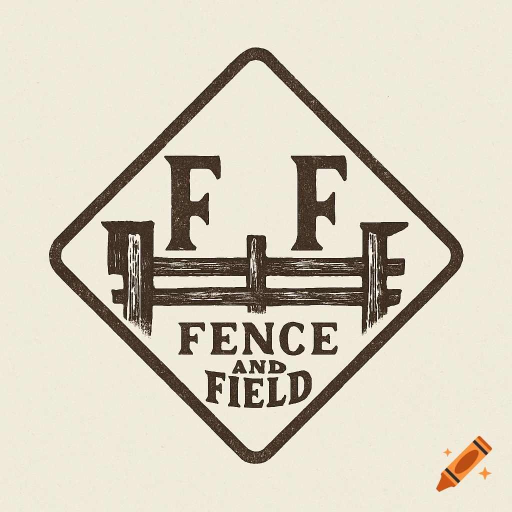 Western-themed rustic Fence and Field logo with F & F in a diamond ...