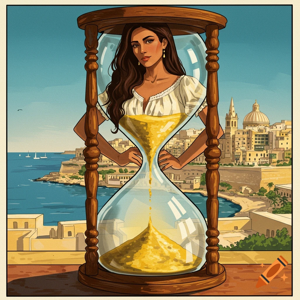 Hourglass-shaped woman from Malta on Craiyon