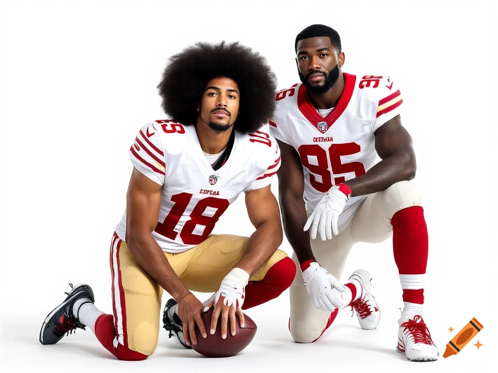 Colin Kaepernick kneeling next to Shedeur Sanders in football uniforms ...