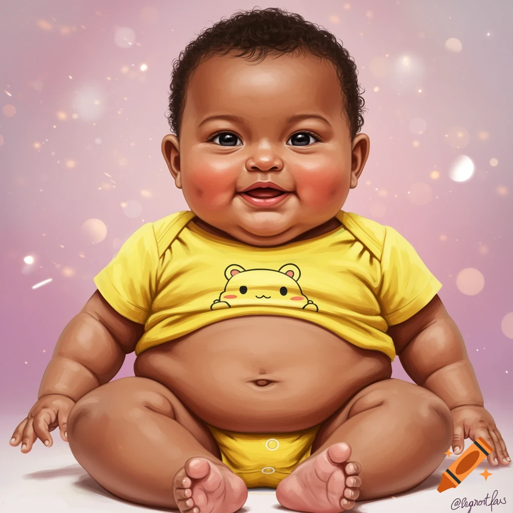 Cartoon illustration of a muscular baby wearing a diaper and a gold ...