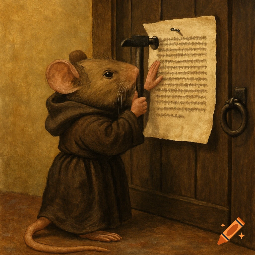 An illustration of a cute mouse dressed as a newspaper boy holding a ...