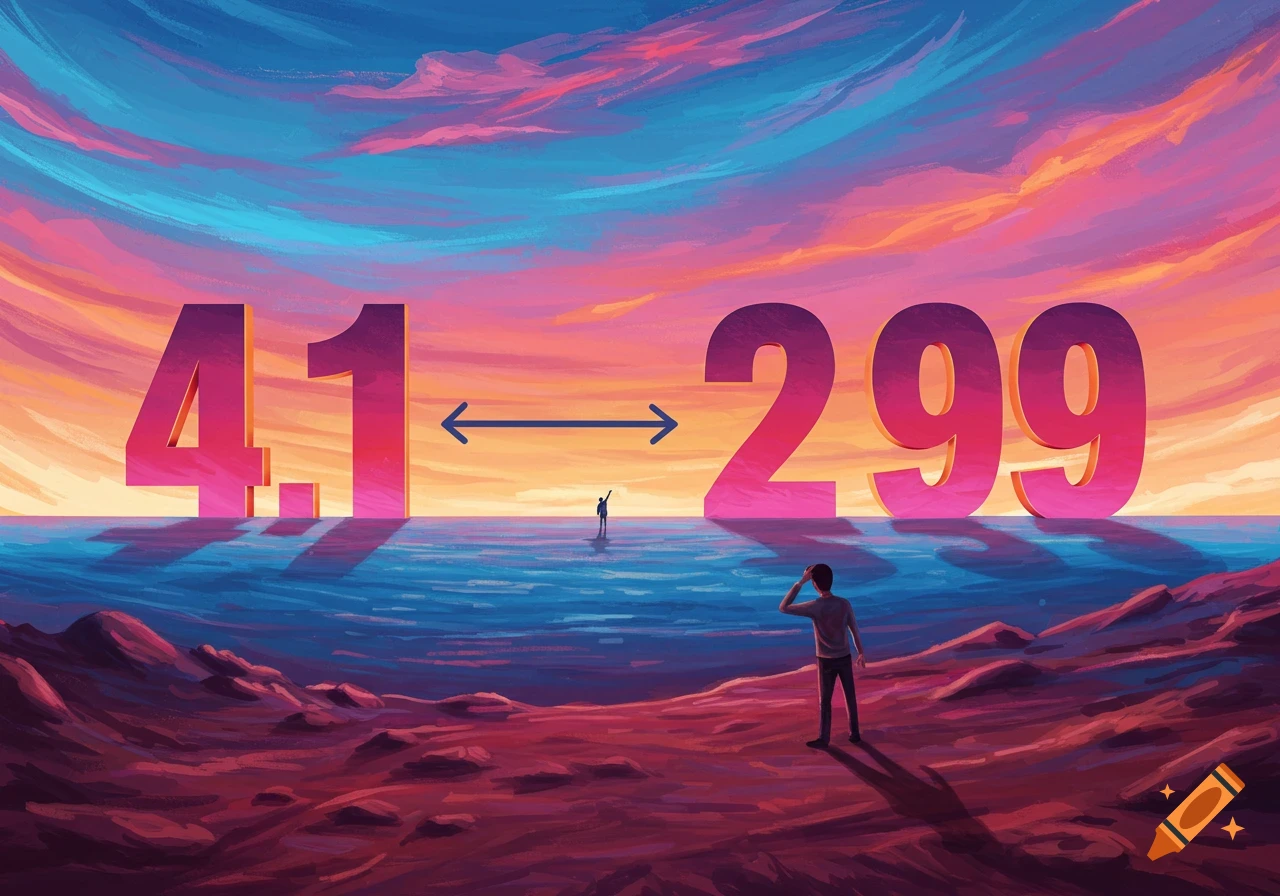 Imaginary picture of left digit bias concept on Craiyon