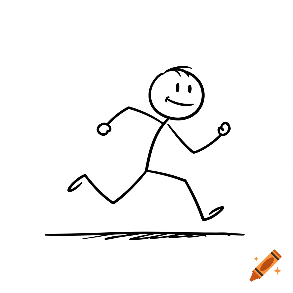 Stick figure running line art on Craiyon