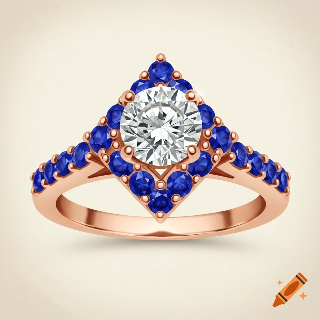 A gold ring with a large black diamond center stone, flanked by deep ...