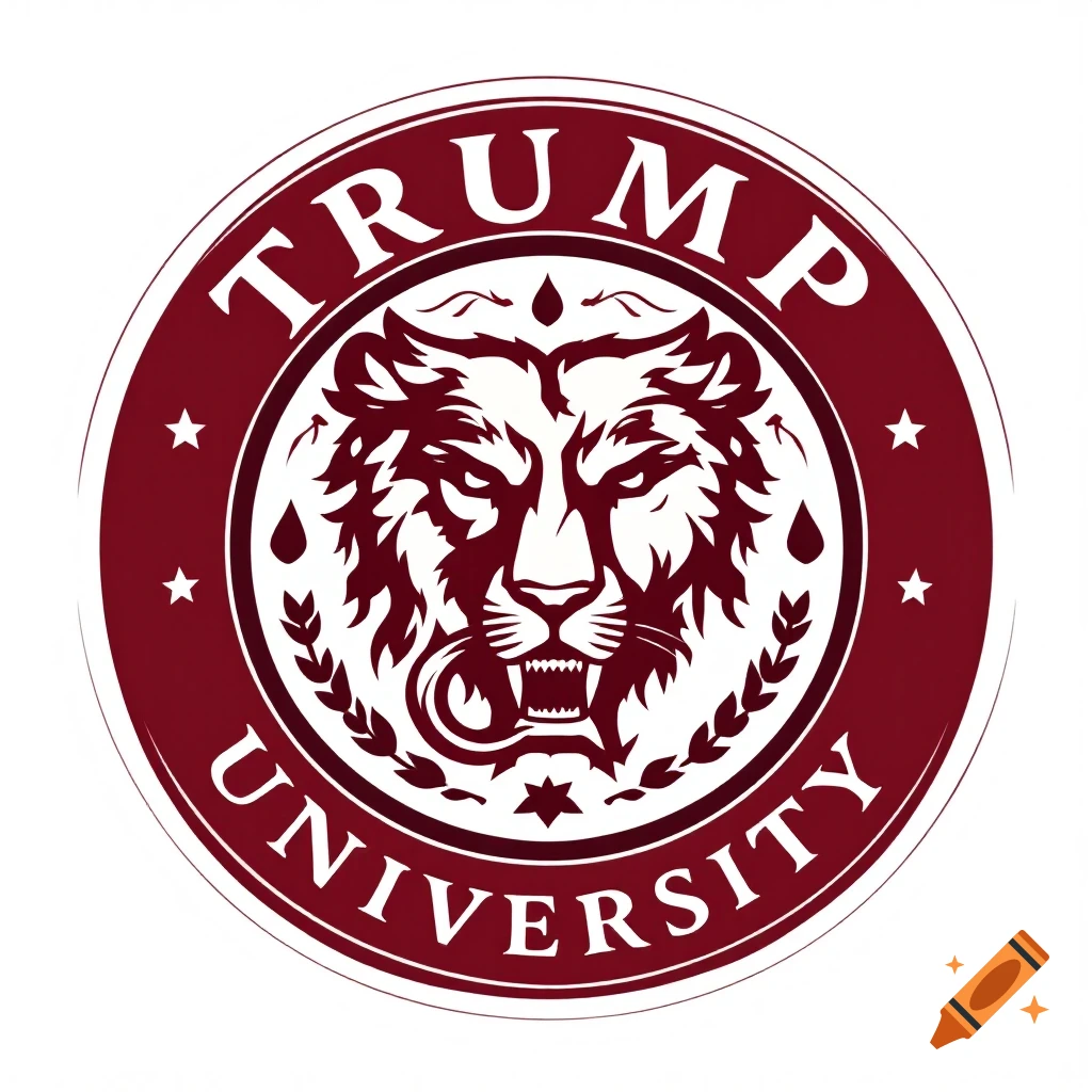 Circular blue and gold university logo with the text University of ...