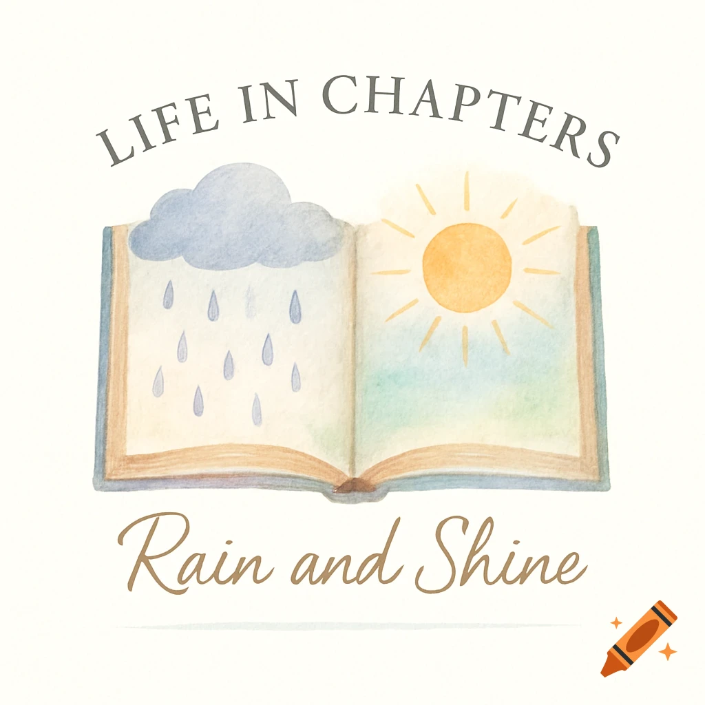 Logo concept for Life in Chapters: Rain and Shine featuring an open ...