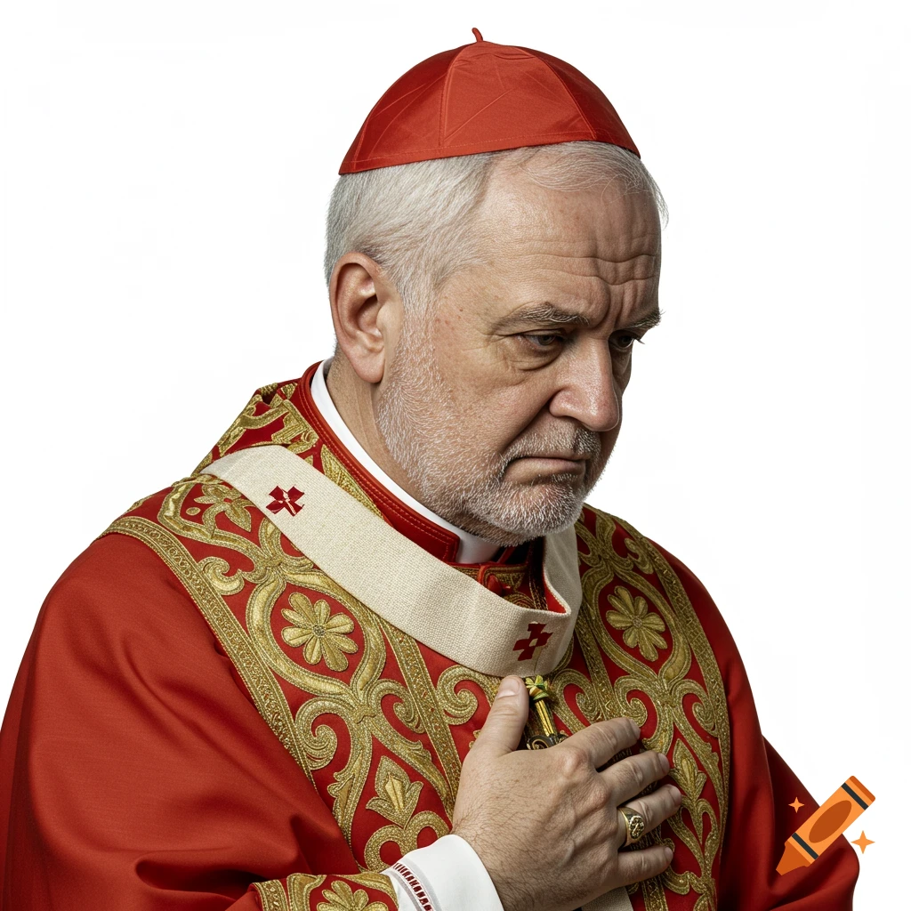 Photorealistic profile of a frowning Roman Catholic Cardinal on Craiyon
