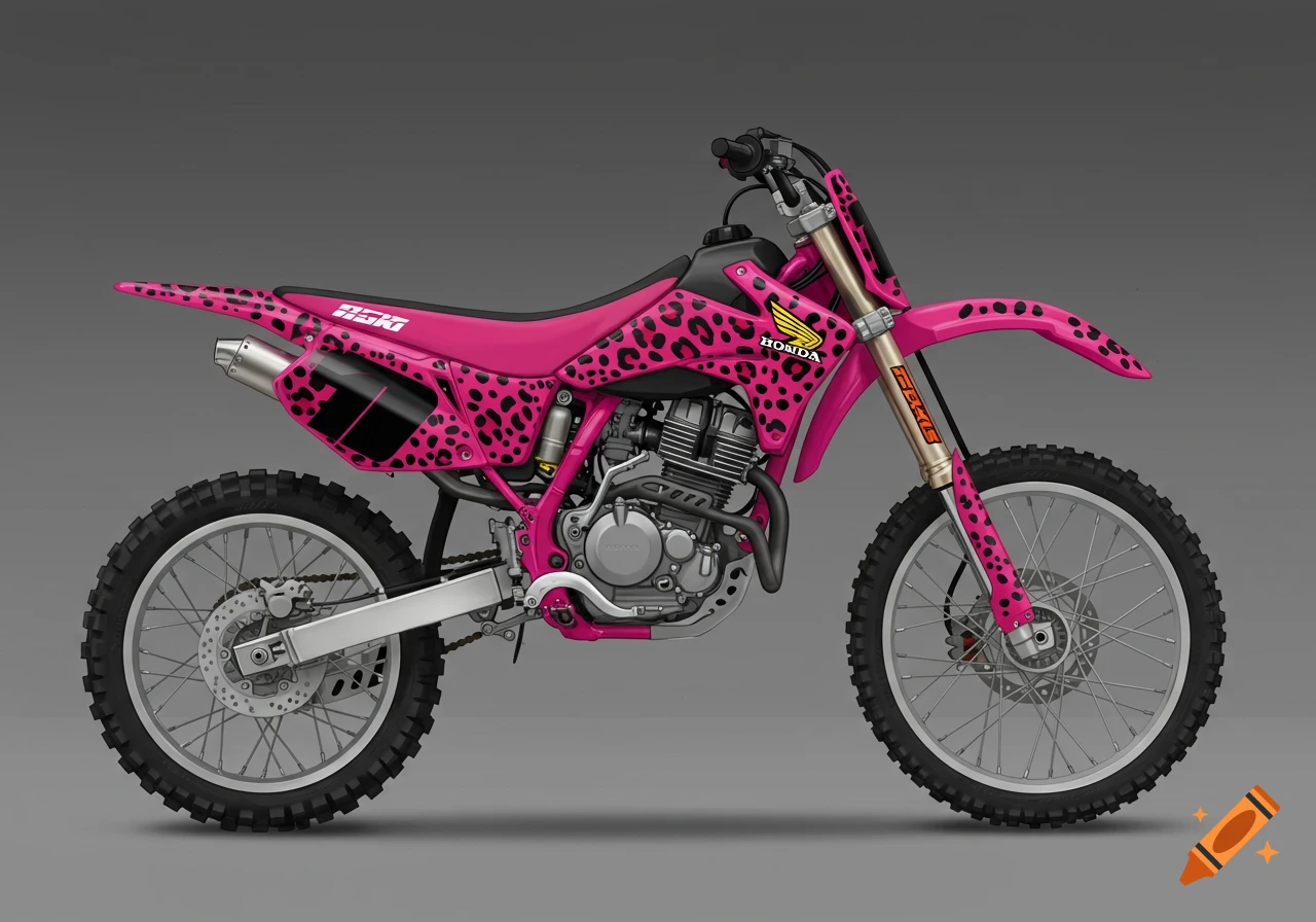 Pink and black leopard print Hawk 250 dirt bike on Craiyon