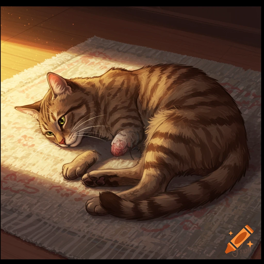 Brown cat with missing leg on Craiyon