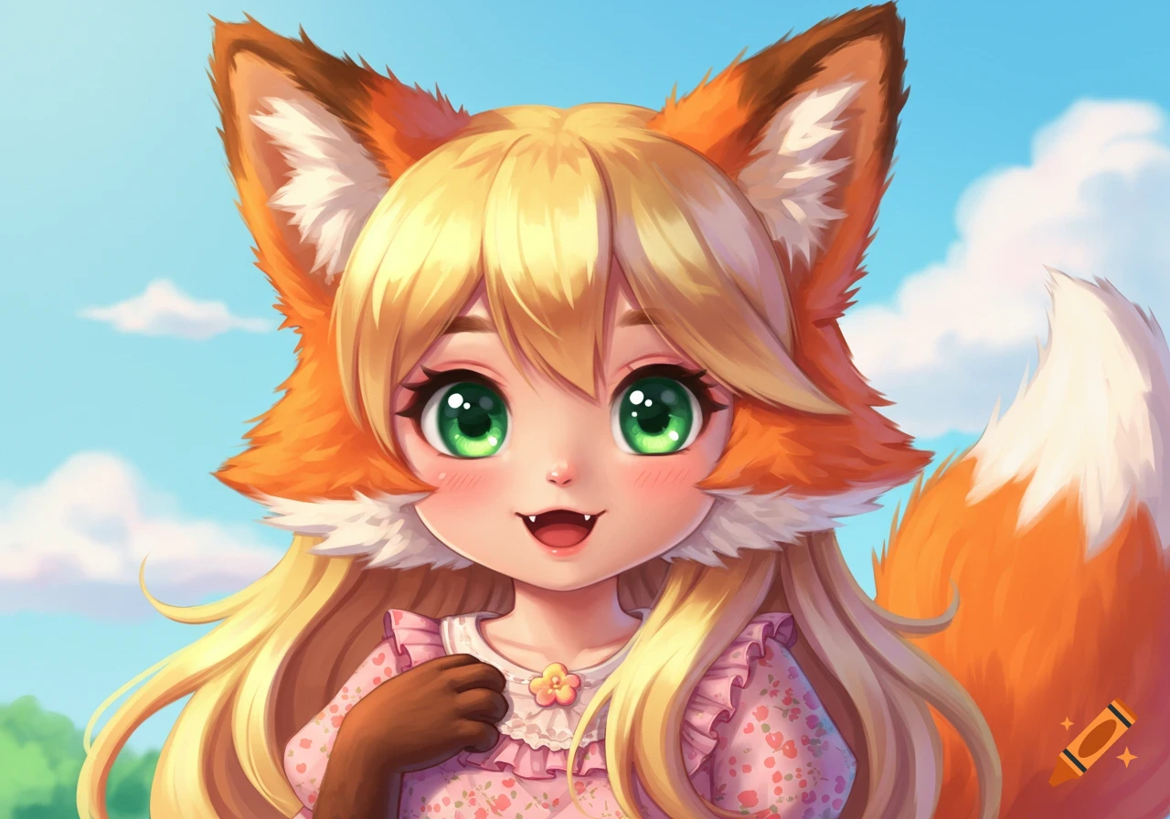 Cute Anime Fox Girl Playing in the Mud created on Craiyon