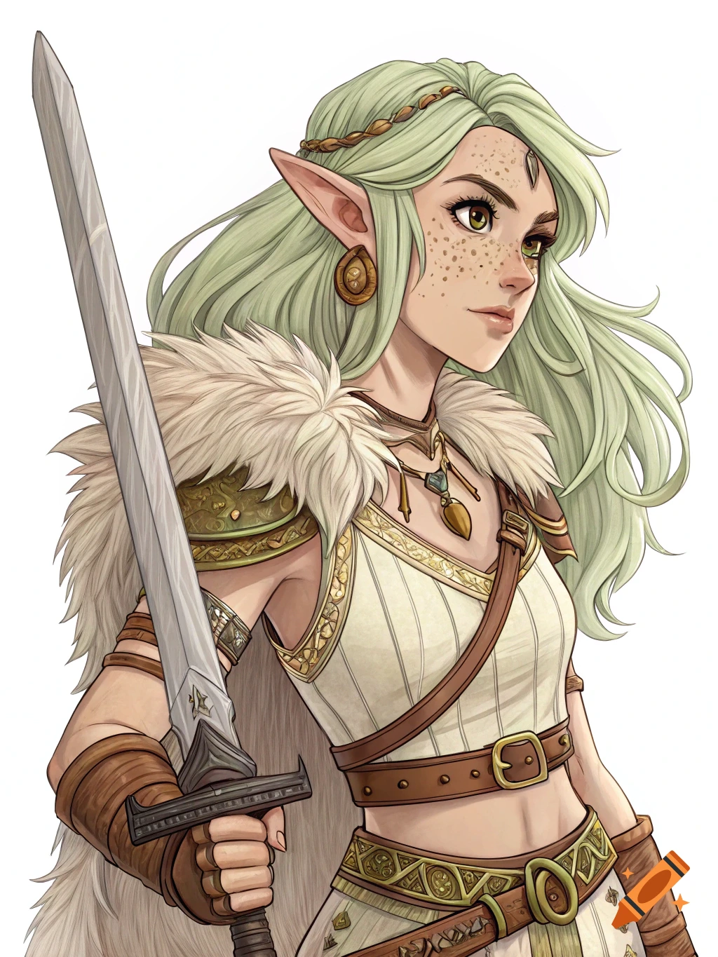 Elf barbarian woman with greatsword on Craiyon