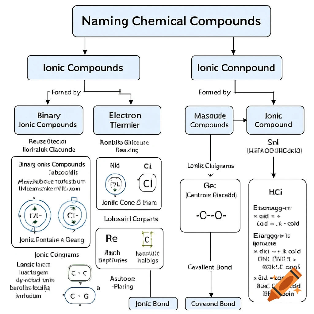 Chemical compound naming flowchart on Craiyon