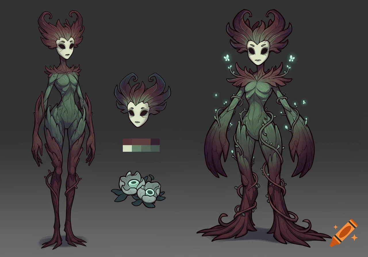 Multiple character sketches of dark fantasy crows with glowing teal ...