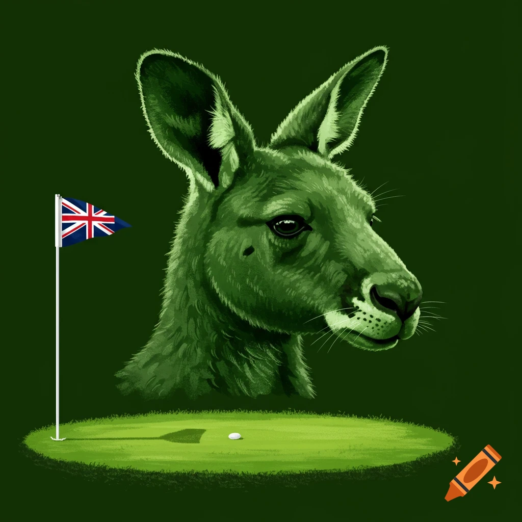 Green kangaroo head golf flag on Craiyon