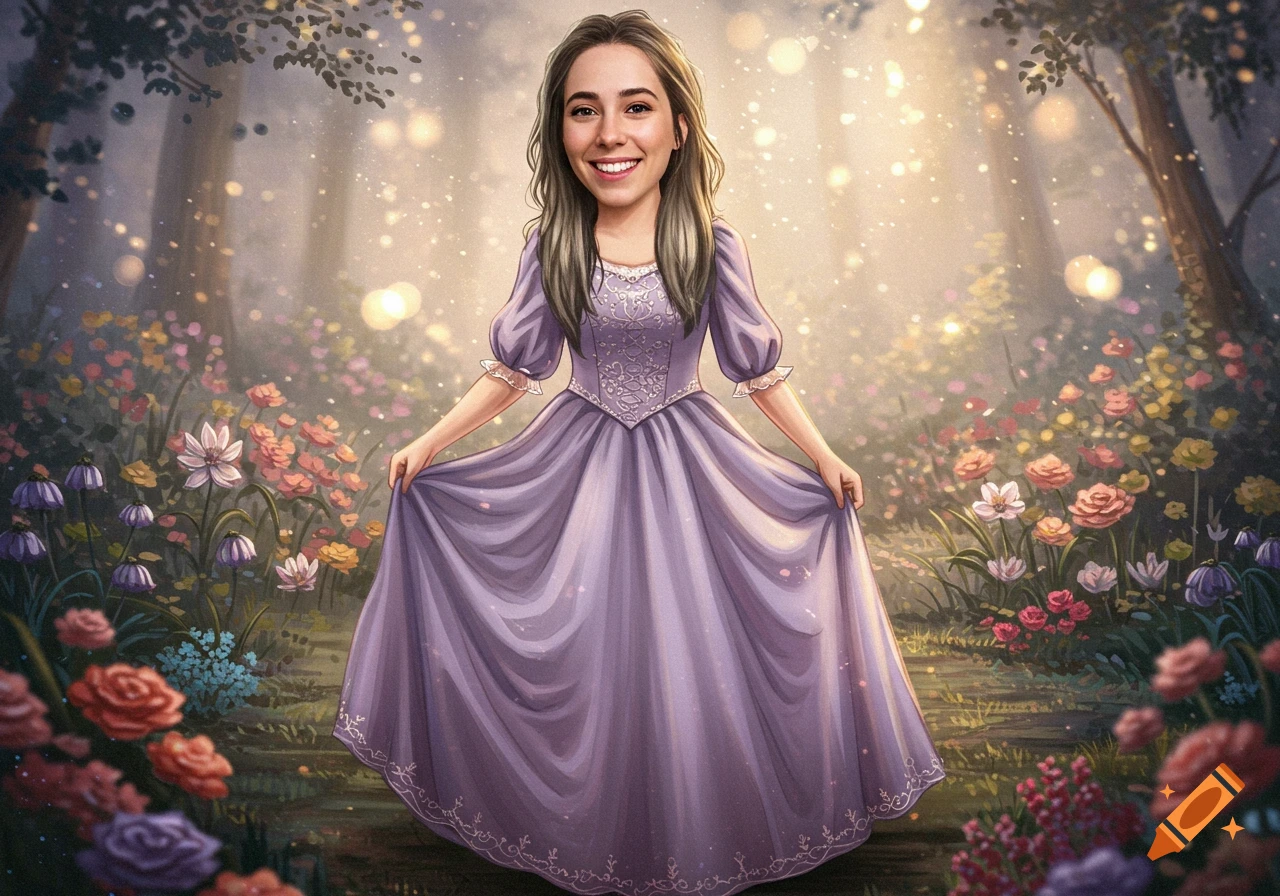 Person transformed into a princess on Craiyon