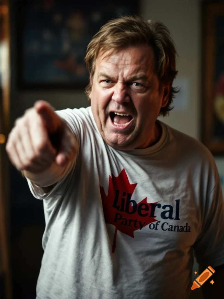 Nelson Muntz pointing wearing Liberal Party of Canada T-shirt on Craiyon