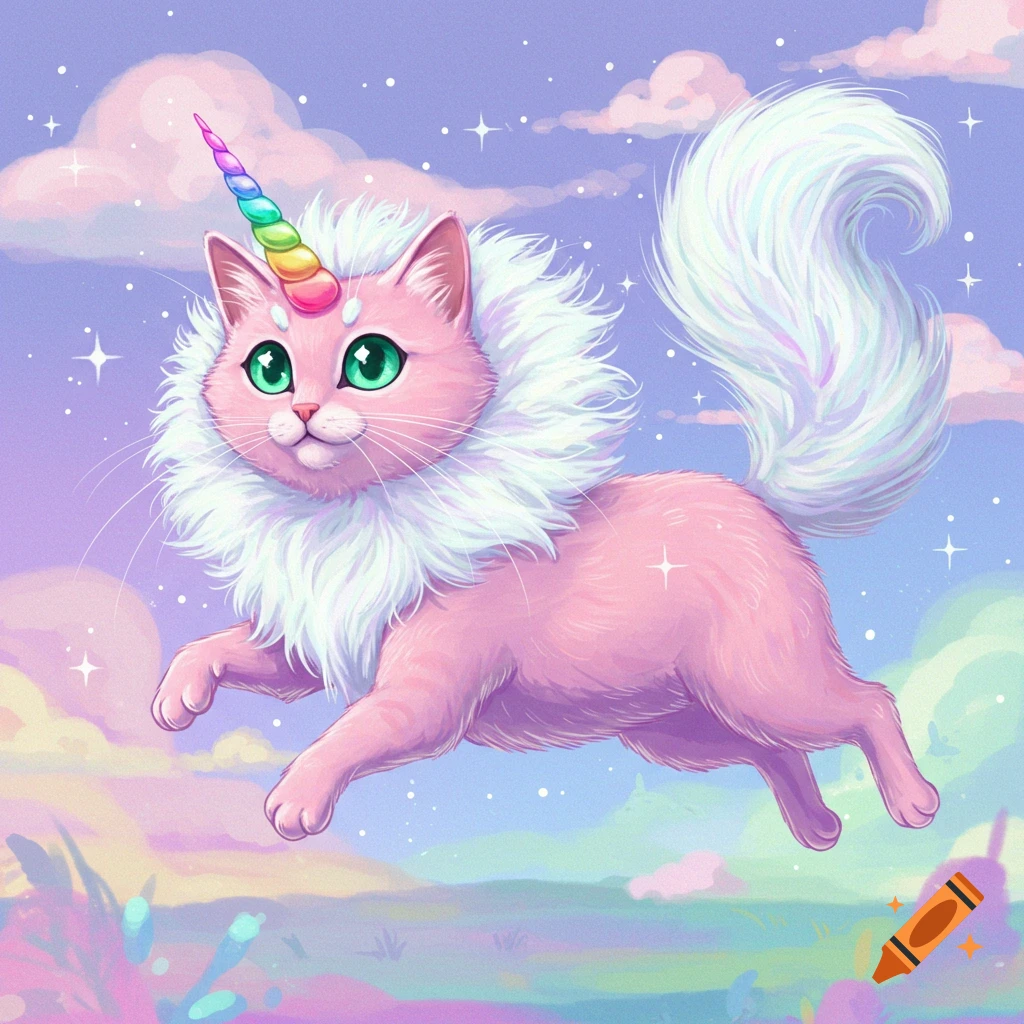 Fluffy purple cat with green eyes plays with yarn and a butterfly ...
