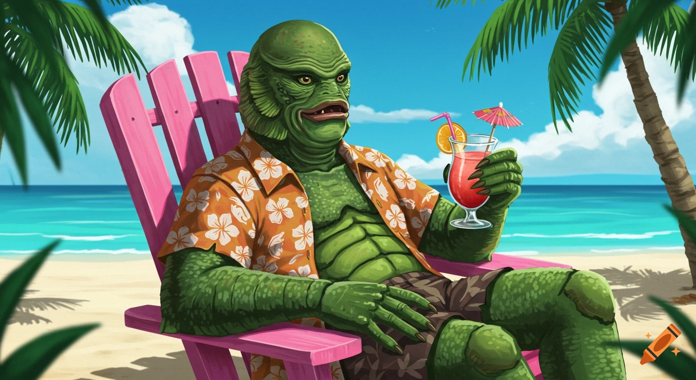 A photorealistic muscular pickle flexing its biceps on a beach towel on ...