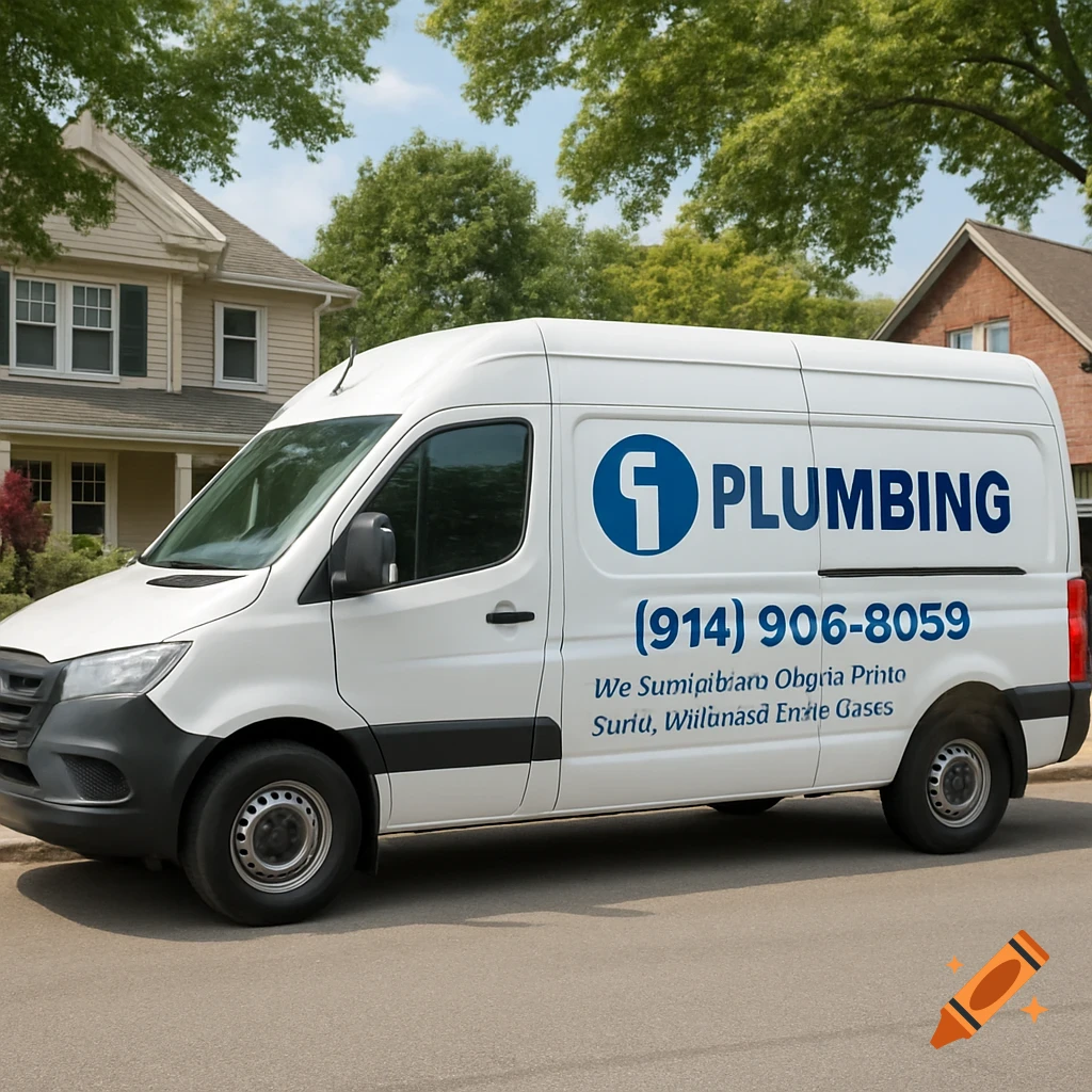 Mercedes Sprinter plumbing van with logo and contact information in a ...