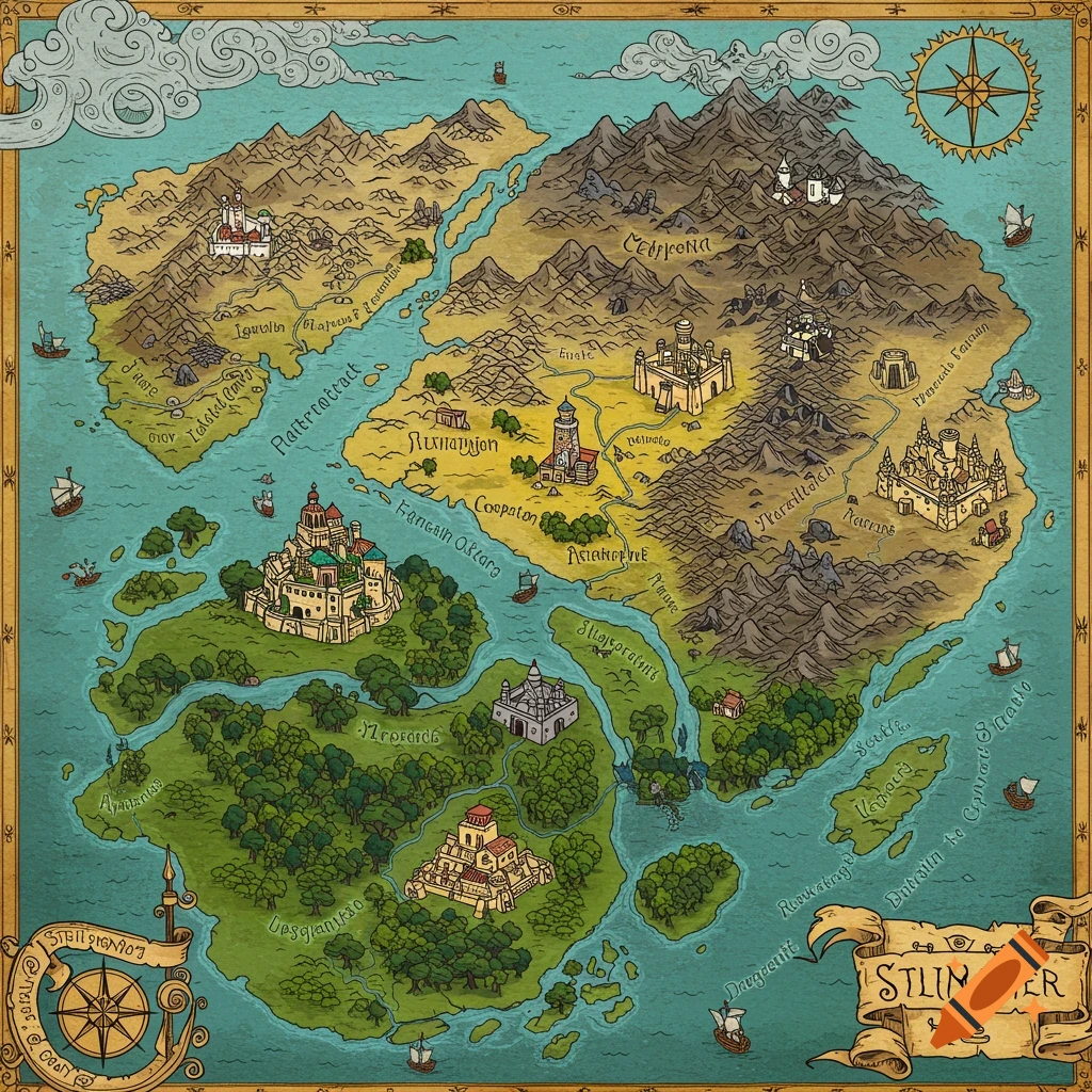 Fantasy map on Craiyon