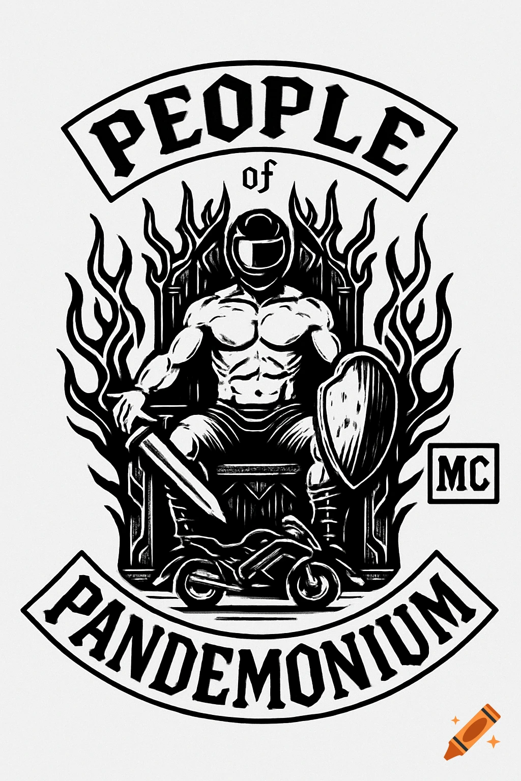 People of Pandemonium Motorcycle Club logo on Craiyon