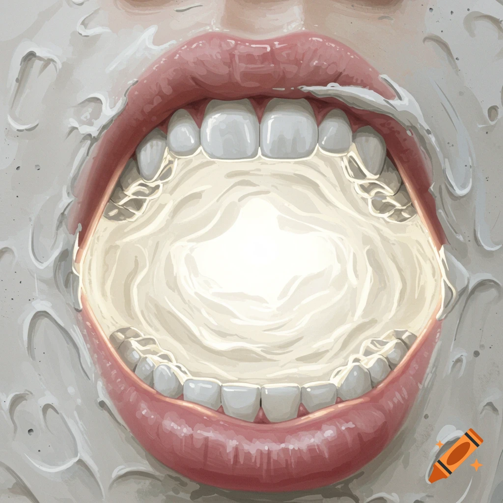 An illustration of human teeth with green plants, roots, and flowers ...