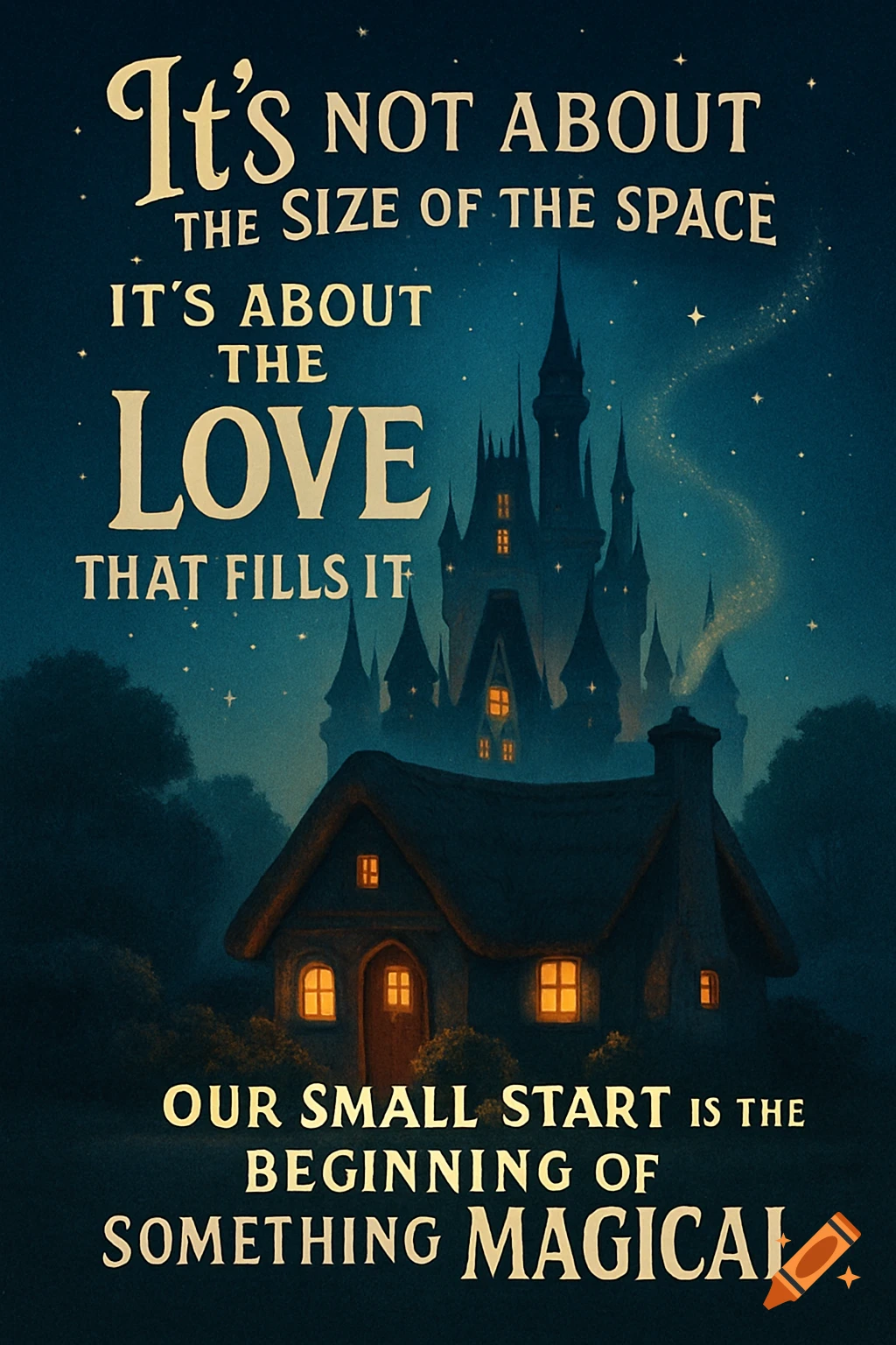 Disney-inspired poster with inspirational quote on Craiyon