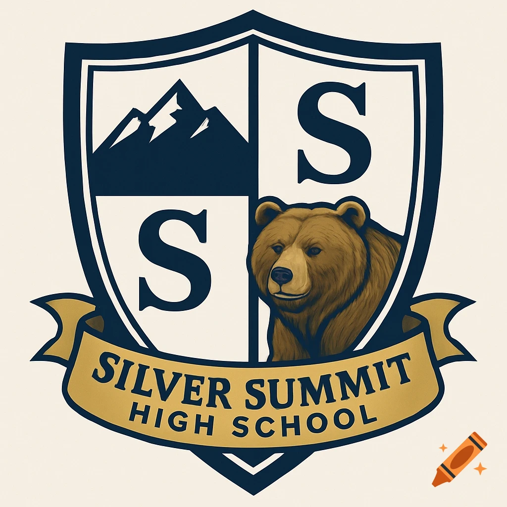 Silver Summit High School crest featuring a grizzly on Craiyon
