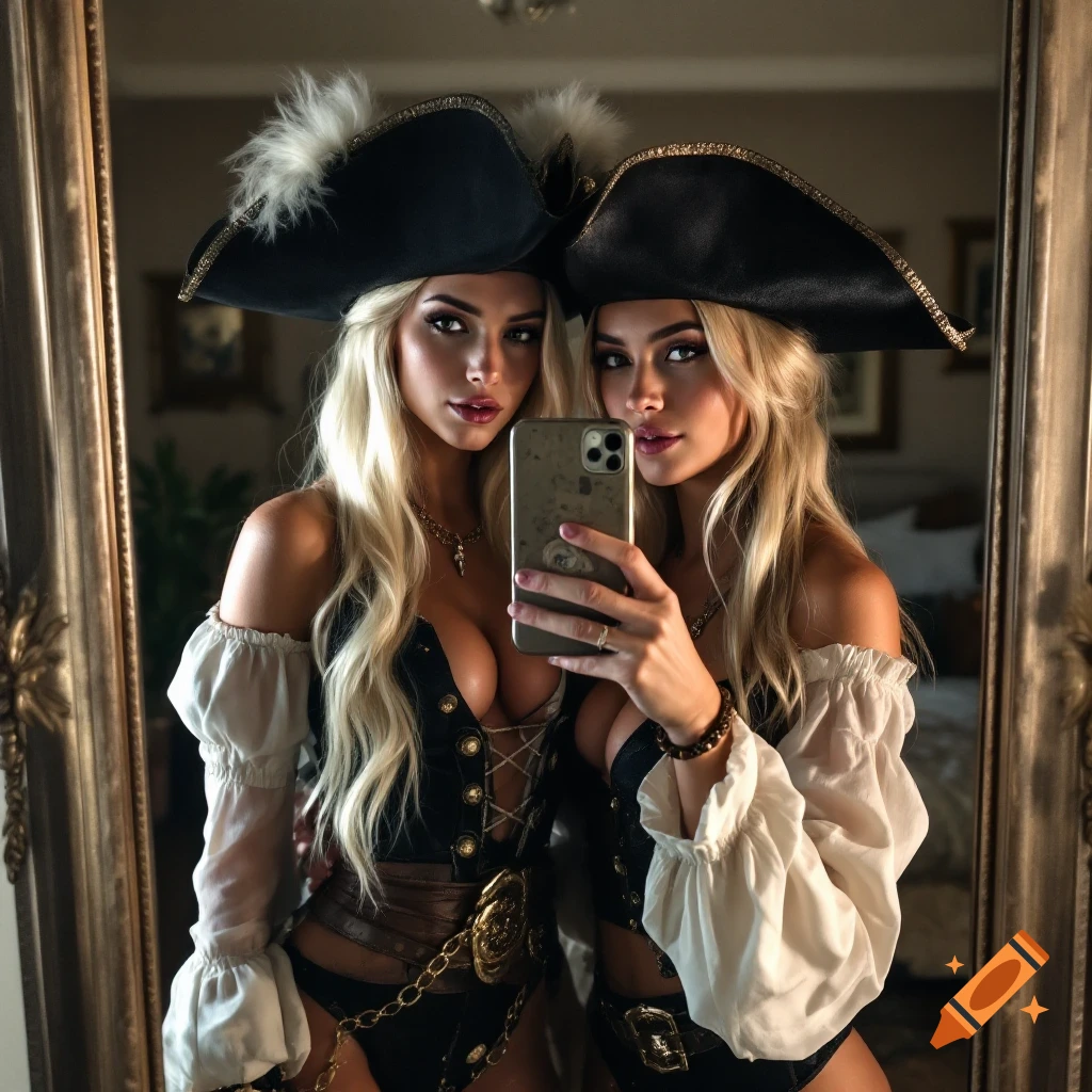 Two friends take a mirror selfie; one is dressed as Elizabeth Swan for ...