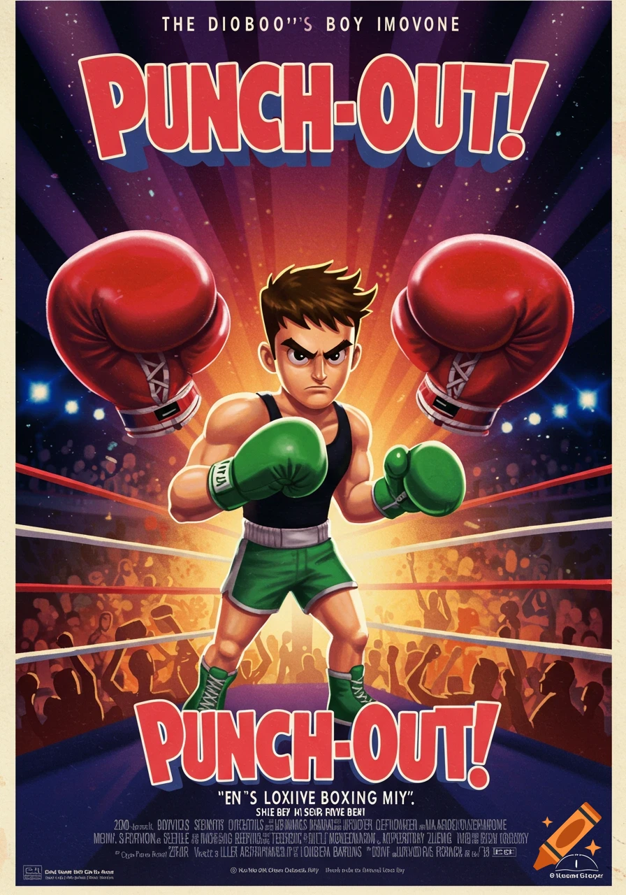 Movie poster for Punch-Out, featuring a boxer in a ring with large red ...