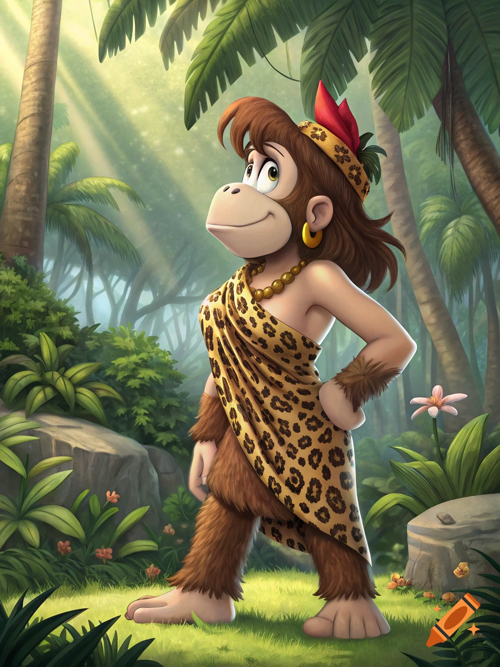 Cartoon caveman character rides a red remote control monster truck in a ...