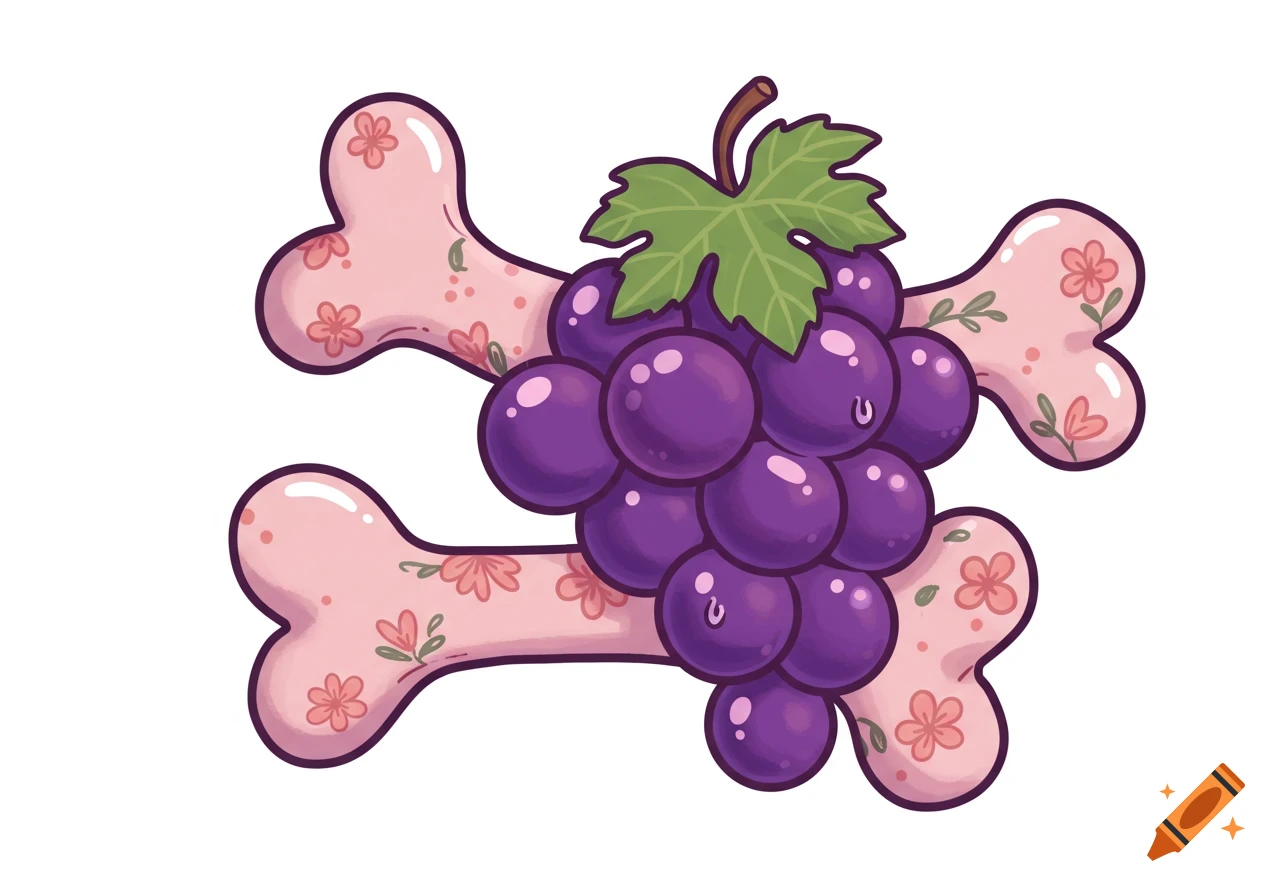 Tattoo of bones and grapes combination design concept art illustration style image with creative ...