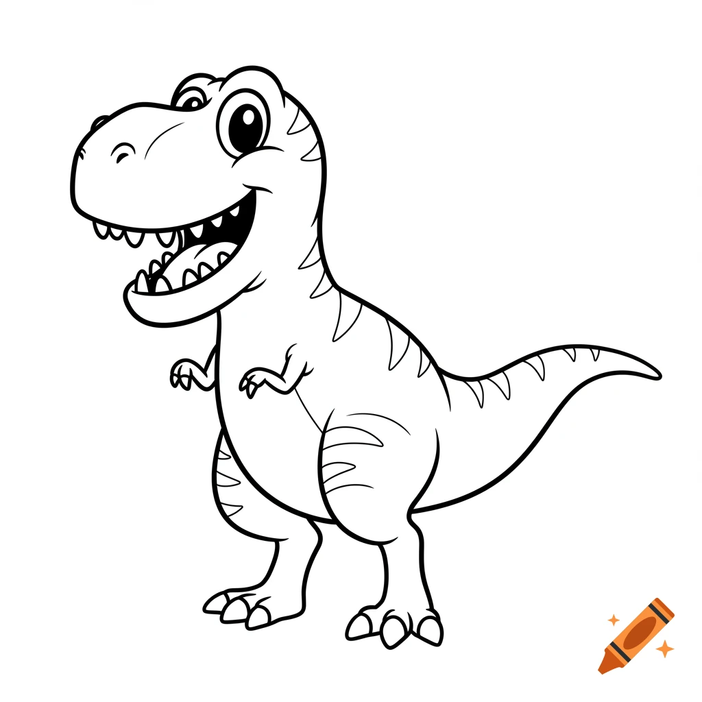 Cartoon t rex outline on Craiyon