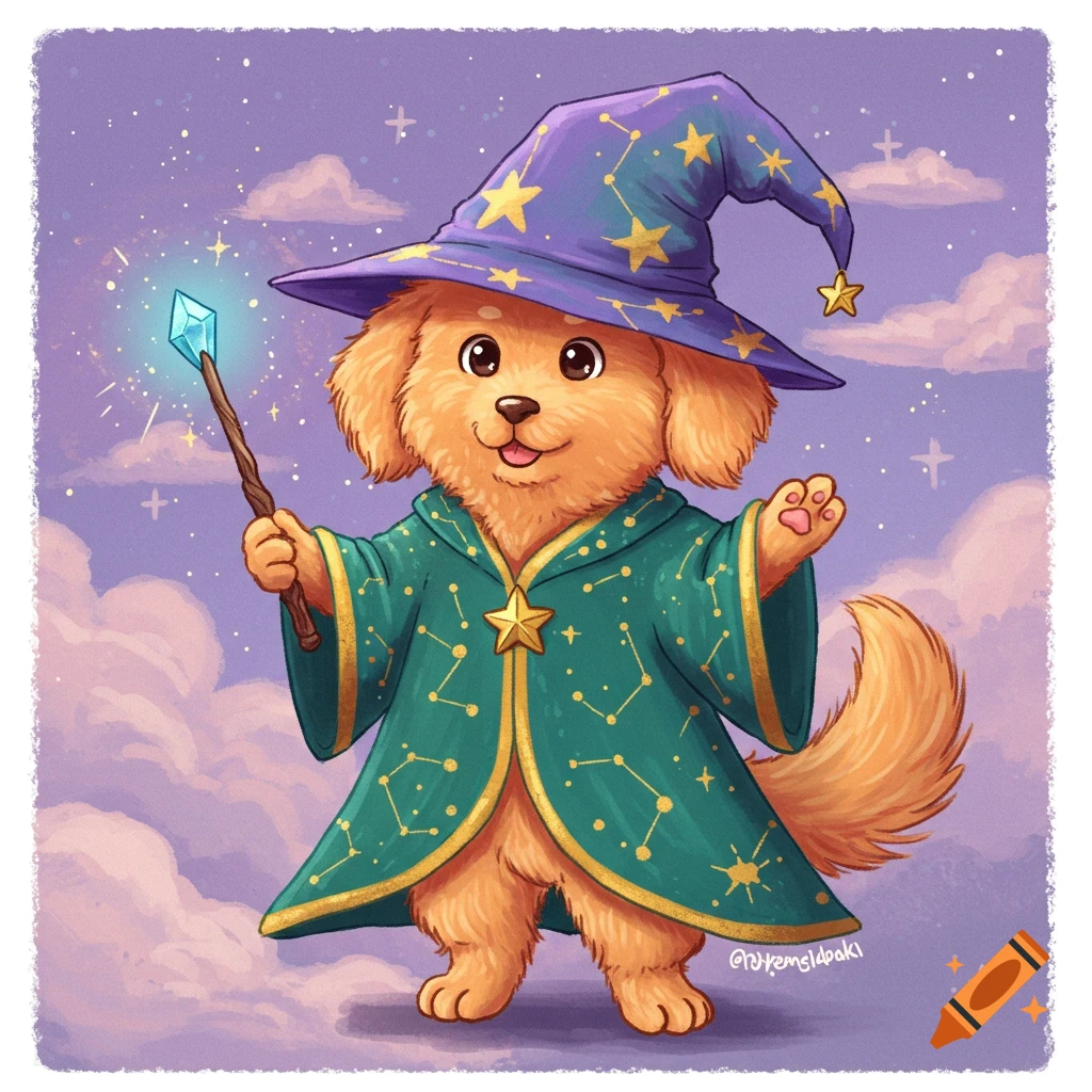 Cute dog wizard on Craiyon