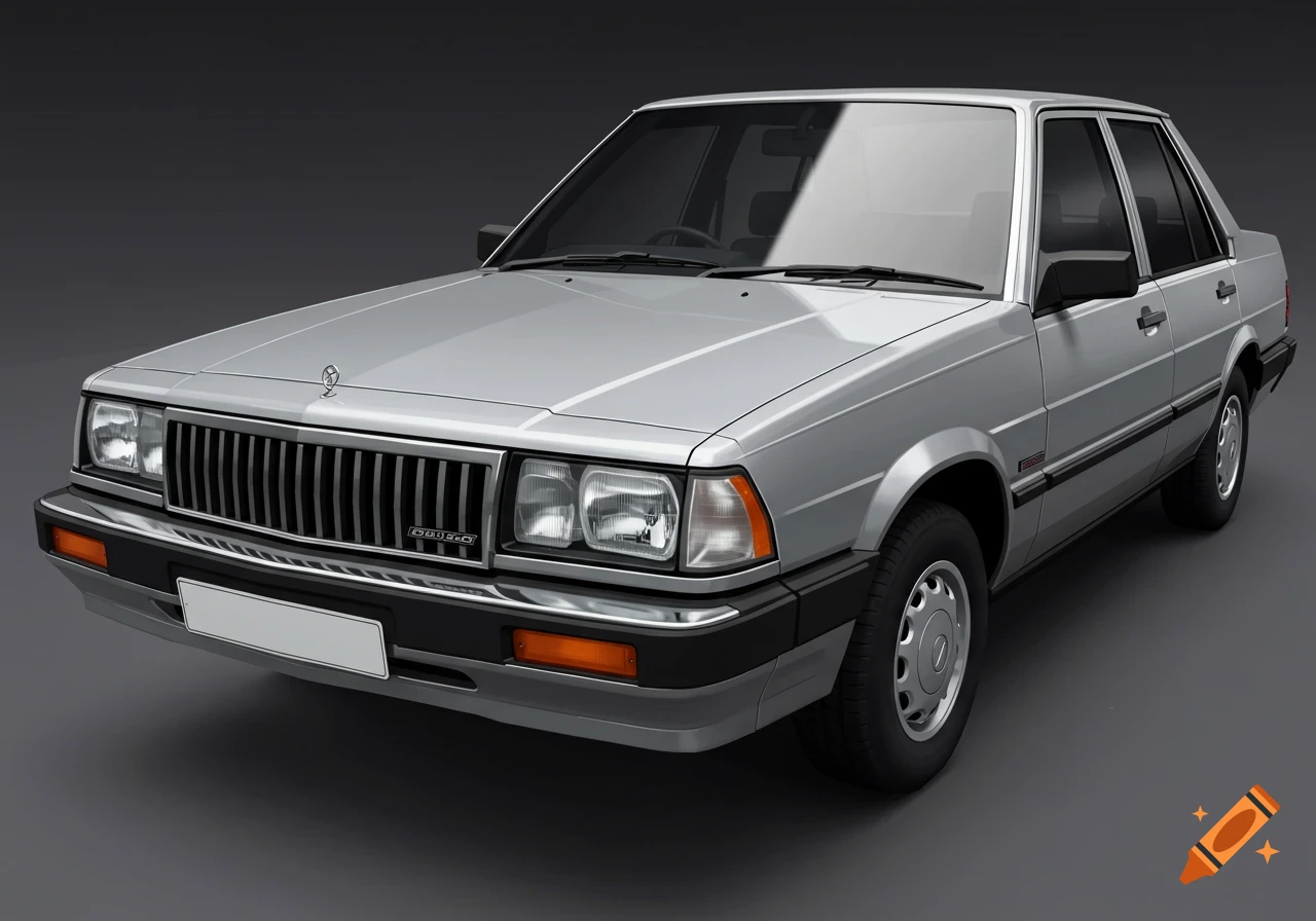 1985 silver sedan front view on Craiyon