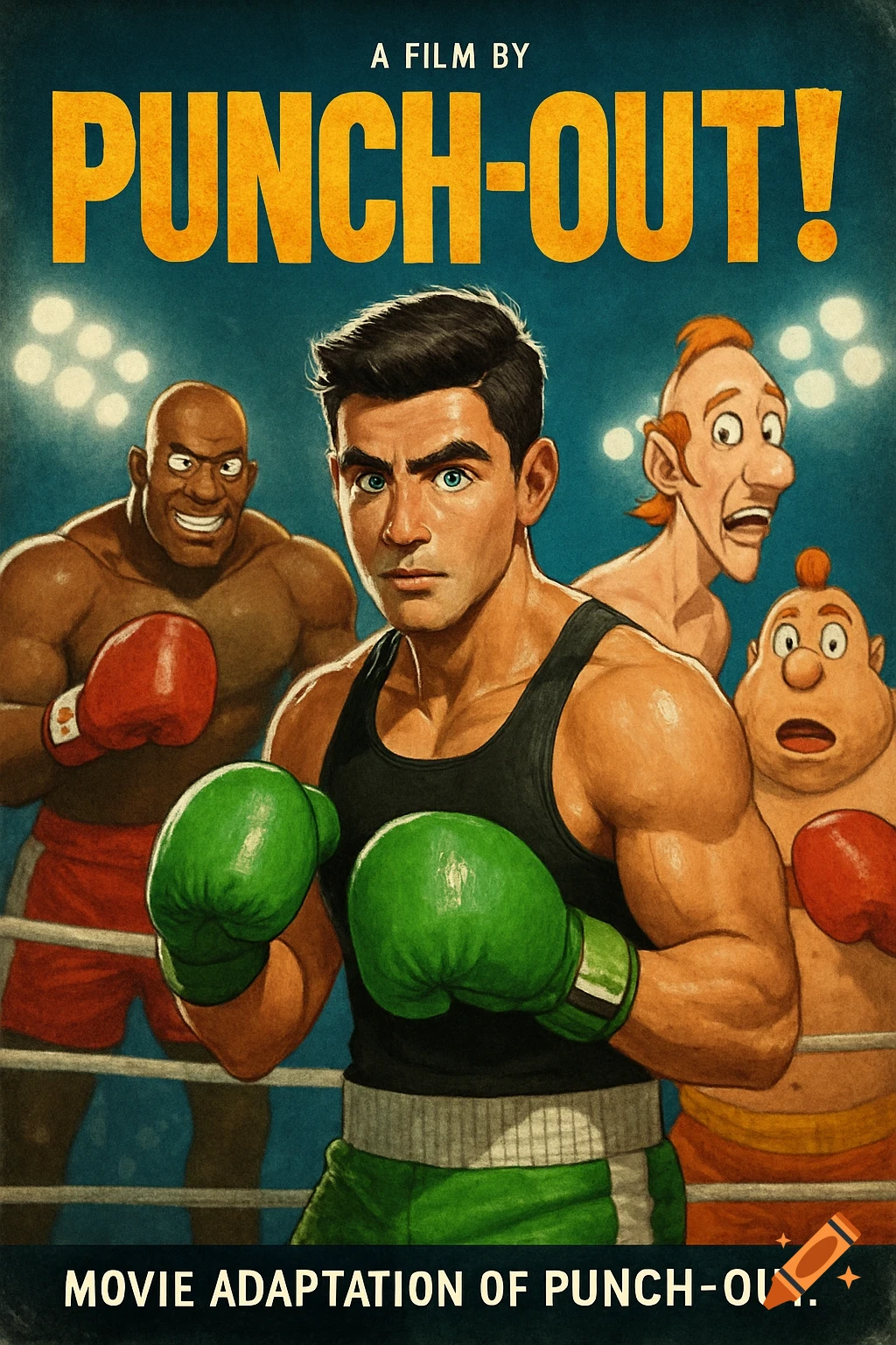 Movie poster for Punch-Out, featuring a boxer in a ring with large red ...