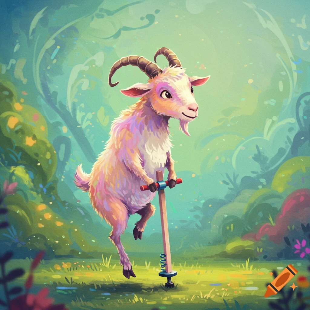 One-legged goat hopping like a pogo stick on Craiyon