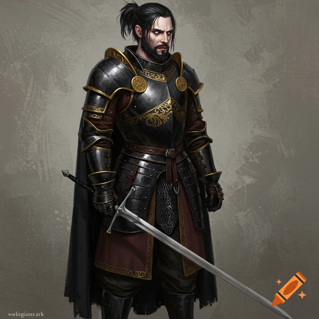 Man in black armor with greatsword, Elden Ring style on Craiyon