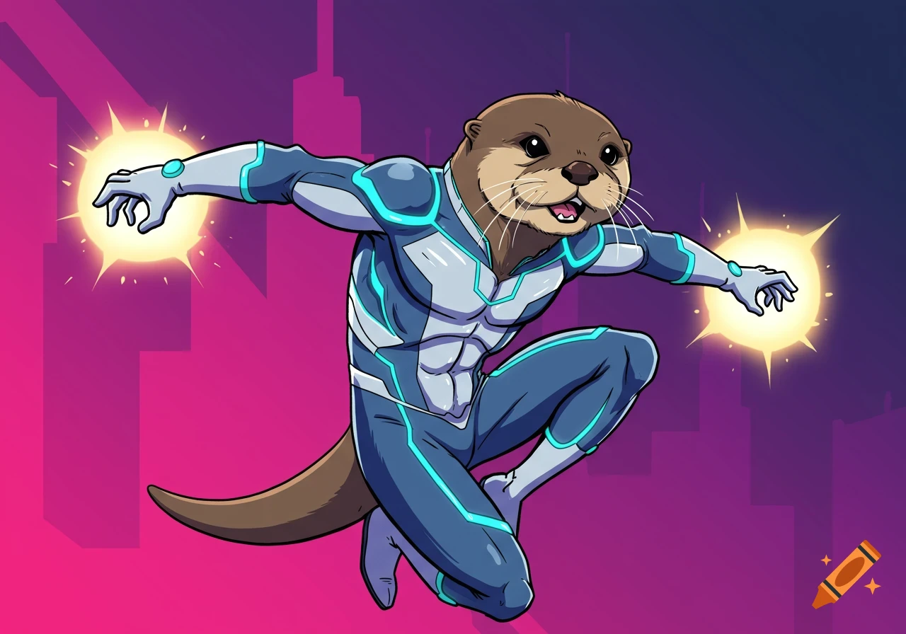 Anime-style superhero with an otter head on Craiyon